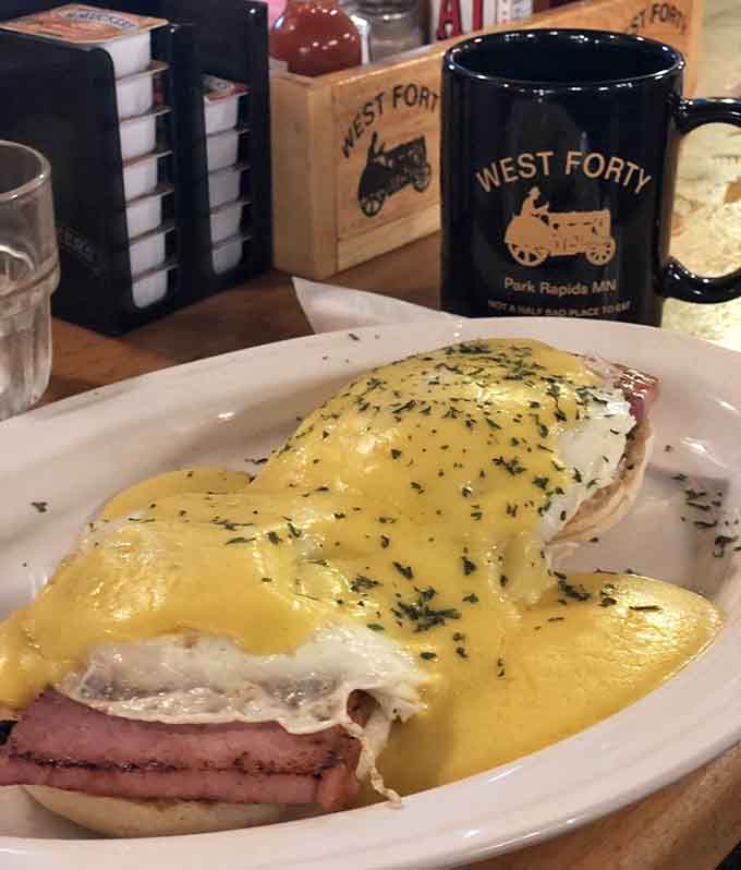 Eggs Benedict gets the West Forty treatment with perfectly poached eggs and hollandaise that doesn't quit, served on a fresh biscuit.