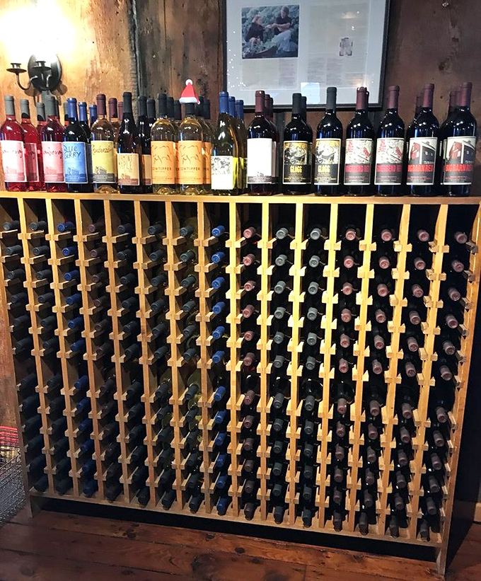 The wine display showcases Boyden's impressive range, each bottle telling a different story of Vermont's surprising viticultural possibilities.