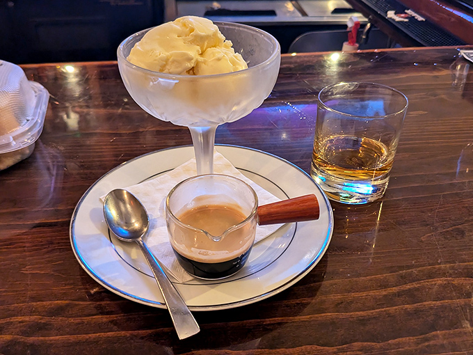 The affogato presents a study in contrasts &ndash; cold, creamy vanilla ice cream slowly surrendering to hot espresso in a dance of bitter and sweet.