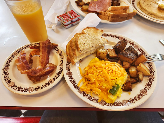 Breakfast of champions or cardiac event waiting to happen? Either way, this plate is a delicious slice of the American dream.