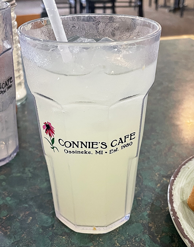 Even the lemonade gets special treatment at Connie's &ndash; served in a signature glass, it's the perfect sweet-tart companion to a hearty meal.