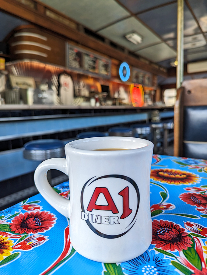 The iconic A1 coffee mug &ndash; holding more than just coffee, it contains decades of diner tradition in every steaming cup.
