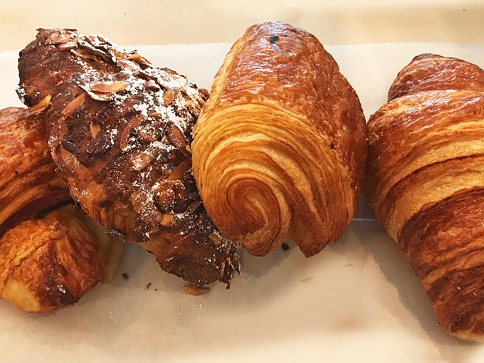 Layers upon layers of buttery perfection. These croissants are so flaky, they make phyllo dough look like it's not even trying.