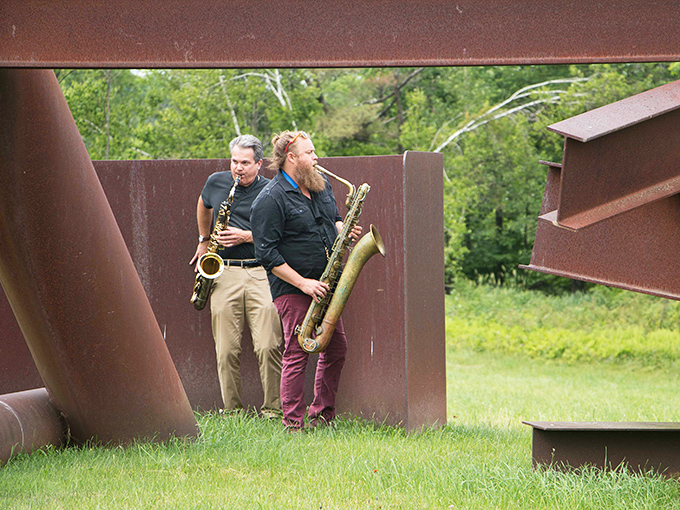 Musicians find inspiration among the sculptures, where acoustics and aesthetics create perfect harmony in the open air.