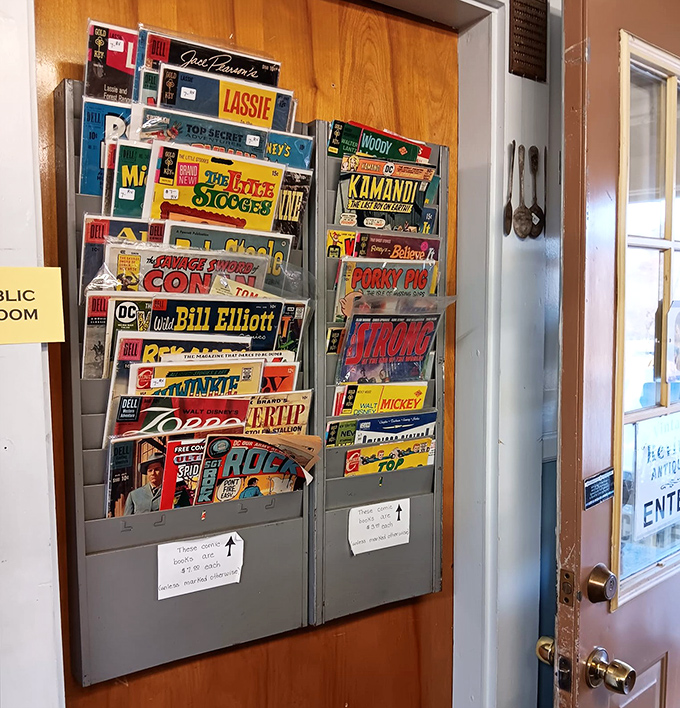 Magazines: A wall of vintage publications offers windows into bygone eras. When Three Stooges and Lassie shared rack space with news of the day.