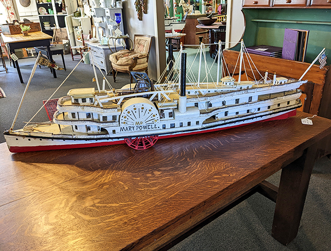 The "Mary Powell" steamboat model showcases craftsmanship so detailed you'll swear you can hear tiny passengers complaining about the buffet.
