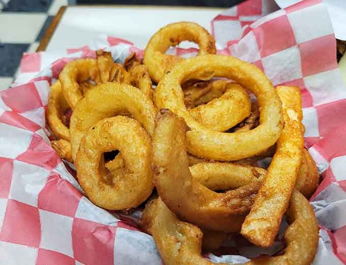 These onion rings boast the kind of crispy coating that actually stays put, encasing sweet onion in golden, crunchy perfection.