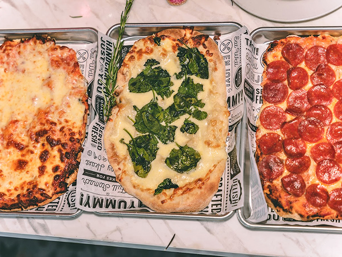 Pizza trifecta! From classic cheese to verdant spinach to pepperoni perfection, these personal pies deliver big flavor in just-right portions.