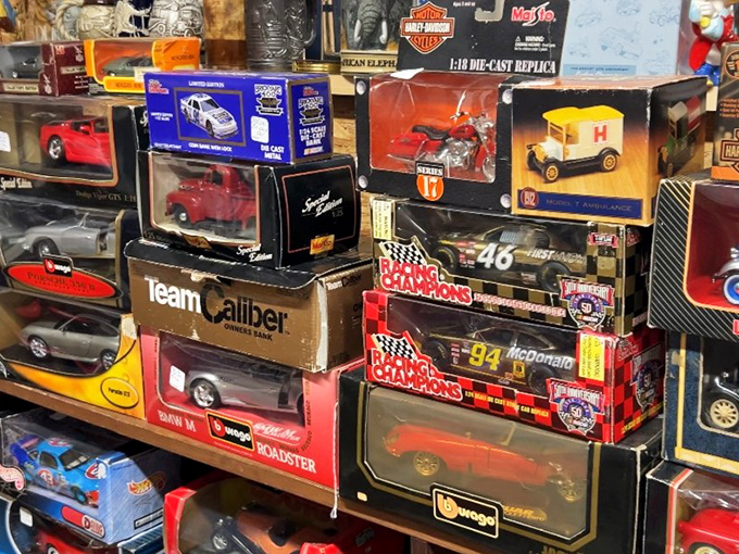 Miniature automotive dreams in pristine packaging &ndash; each tiny vehicle represents some collector's full-sized memory or childhood wish.