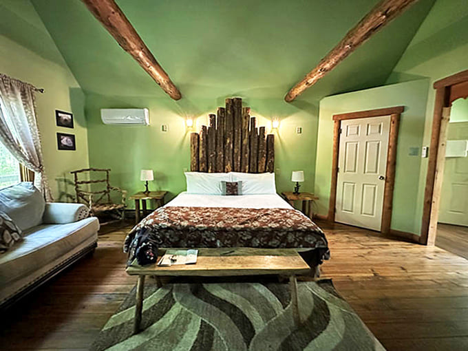 Rustic beams frame this woodland retreat where modern comfort meets medieval charm &ndash; the perfect royal hideaway.