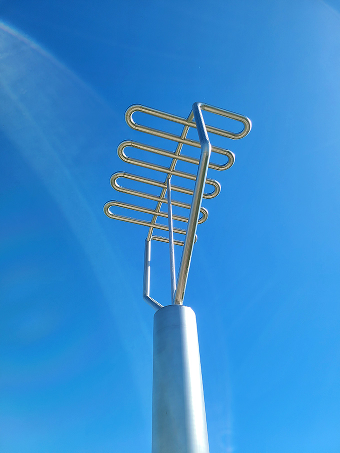 Looking up at this stainless steel giant creates the kind of perspective that makes regular potato mashers seem hopelessly inadequate.