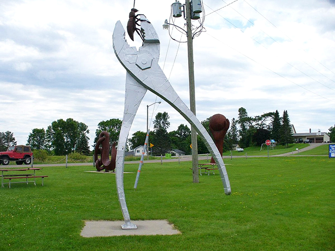 Junk genius at work! Vining's metal menagerie is what happens when Transformers meet modern art.