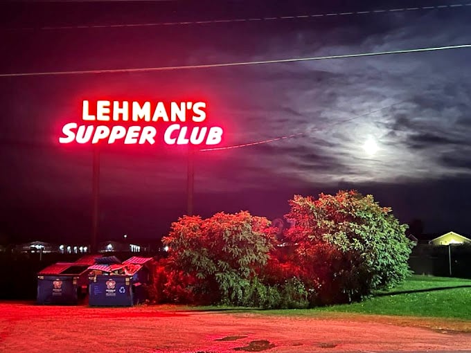 Red-letter dining in the heartland. This glowing sign is a beacon for hungry souls seeking comfort food paradise.