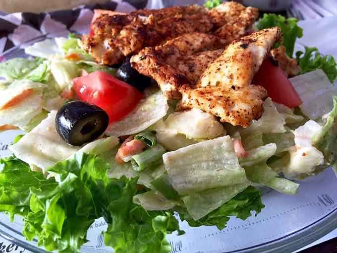 Even the salads here are substantial, topped with perfectly grilled chicken and fresh vegetables that actually taste like vegetables.