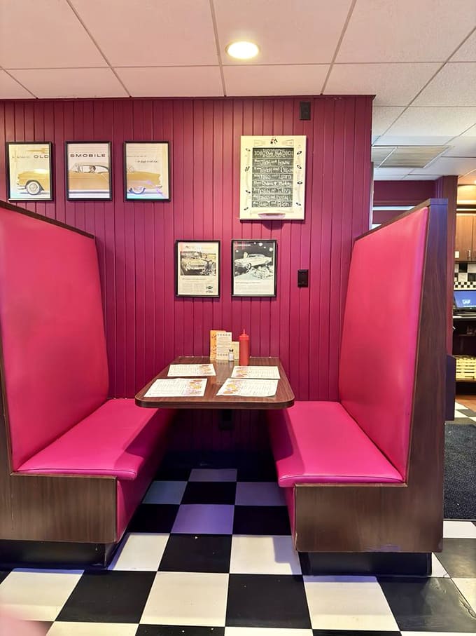 Slide into one of these pink vinyl booths and prepare to lose track of time in the best way possible.