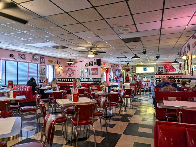 Red vinyl booths, checkered floors, and enough nostalgia to fill a jukebox—Little Anthony's isn't just a diner, it's a time machine with table service.