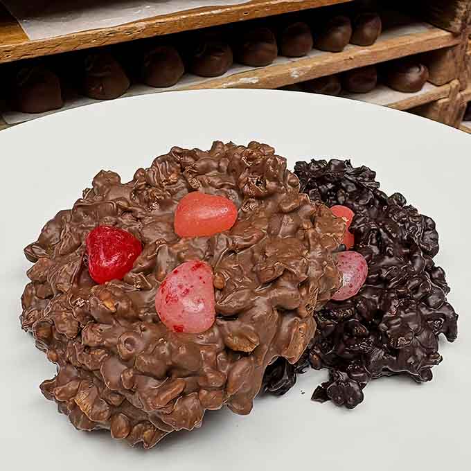 Krispy rice treats studded with colorful jelly beans bring playful fun to the candy case, childhood nostalgia with a grown-up twist.