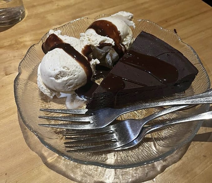 Chocolate cake and ice cream, because sometimes you need to end on a sweet, indulgent note.