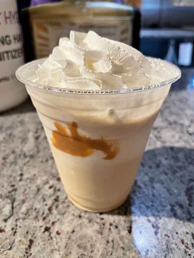 This caramel frappe with whipped cream is basically a hug in a cup for your afternoon caffeine needs.
