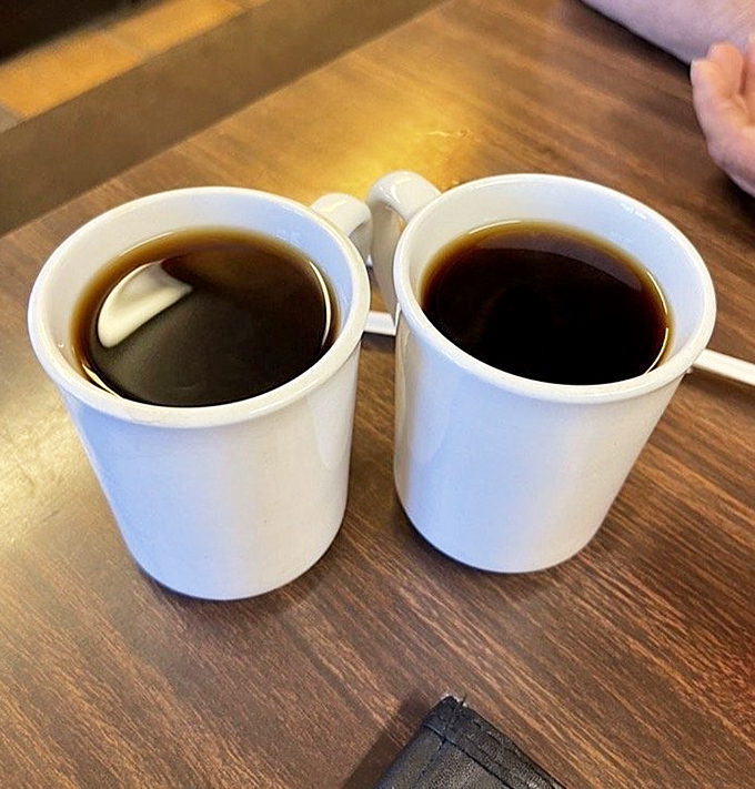 Diner coffee &ndash; strong, honest, and served in sturdy mugs that warm your hands while the caffeine warms your soul.
