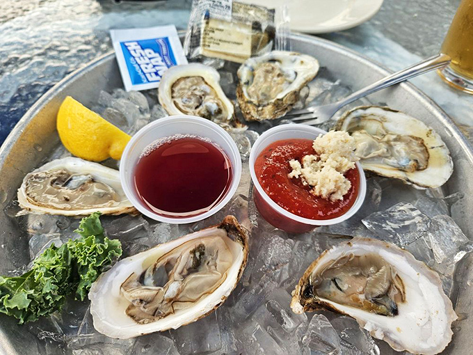 These Blue Point beauties arrive with classic accompaniments &ndash; the mignonette sauce adding just enough acidity to make the oysters' natural sweetness sing.