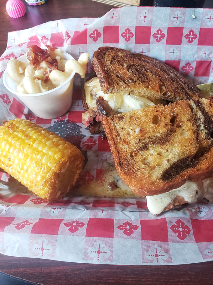 The Sandwich of Destiny! This brisket-stuffed beauty could make a Philly cheesesteak jealous. It's not a meal, it's a meaty masterpiece.
