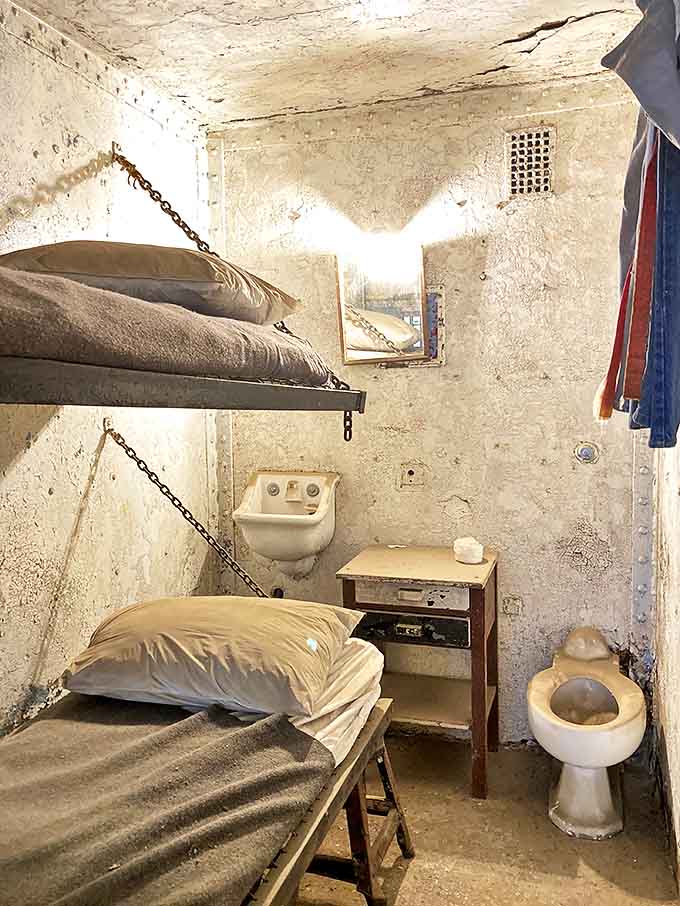 Cell Interior: Home sweet home? This cramped accommodation for two features all the amenities of prison life, including zero privacy.
