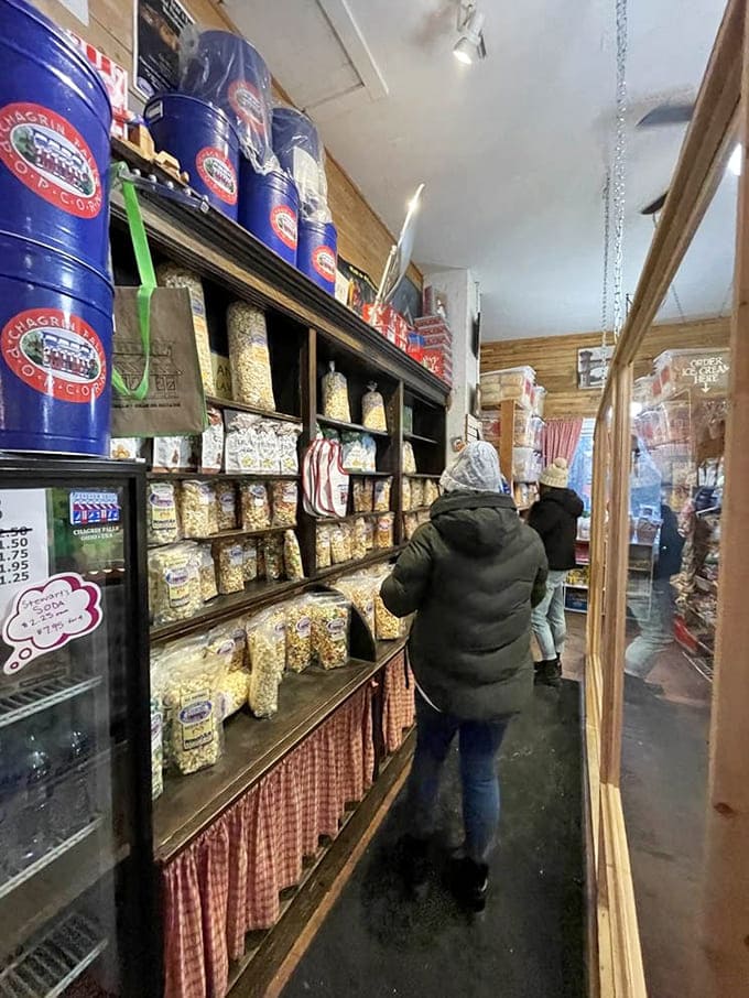 Customers contemplating life's most important decisions: one scoop or two, cone or cup, why not both?