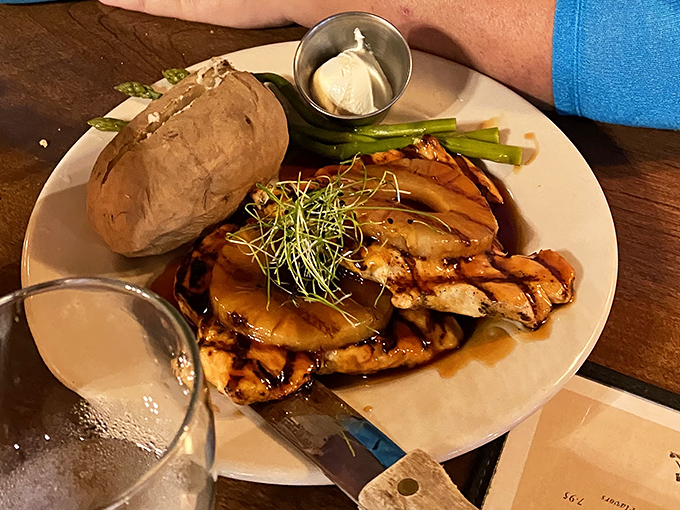 Grilled chicken with a sweet pineapple glaze shows simple ingredients shine when treated with respect and skill.