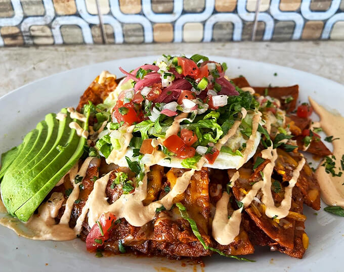Fiesta on a plate! These chilaquiles are bringing the heat and the sweet to your morning routine.