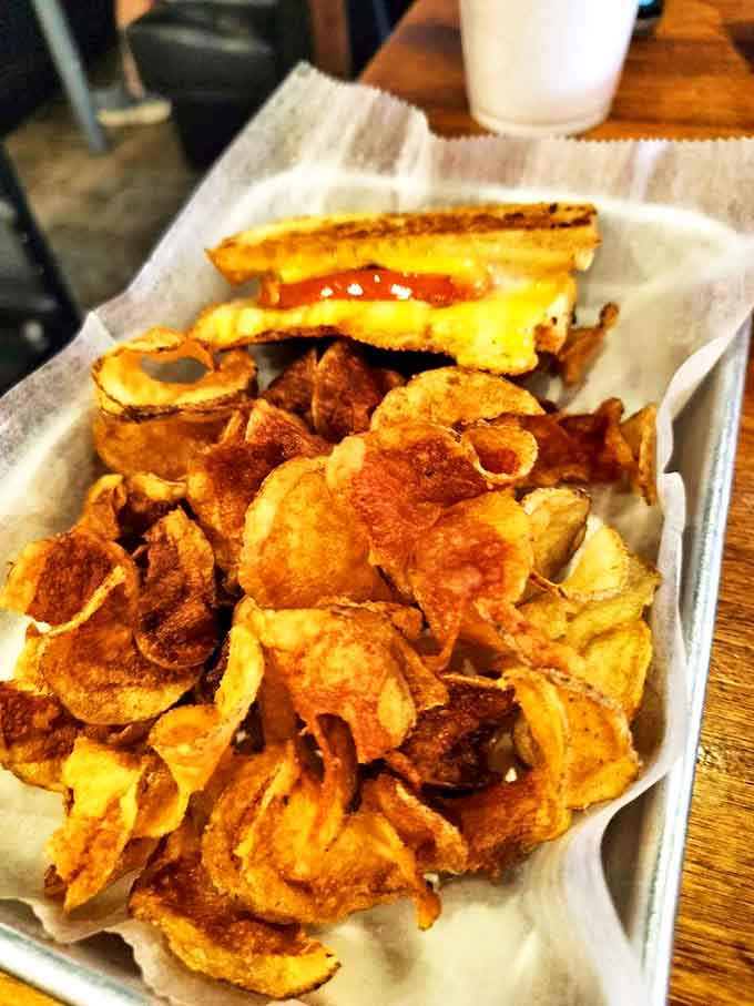 A grilled cheese sandwich and house-made potato chips that prove DK Diner isn't just a one-trick donut pony.