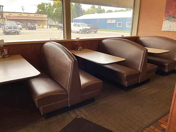Classic diner booths and simple decor create the perfect no-frills environment where the food does all the talking it needs to.