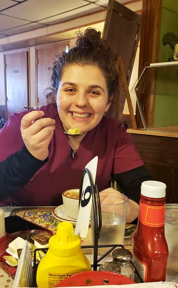 The joy of comfort food captured in one perfect bite &ndash; surrounded by classic diner condiments and that cup of soup that warms both hands and heart.