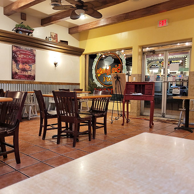 Every corner of the dining area tells a story &ndash; from the weathered wood accents to the comfortable chairs that invite you to stay awhile.