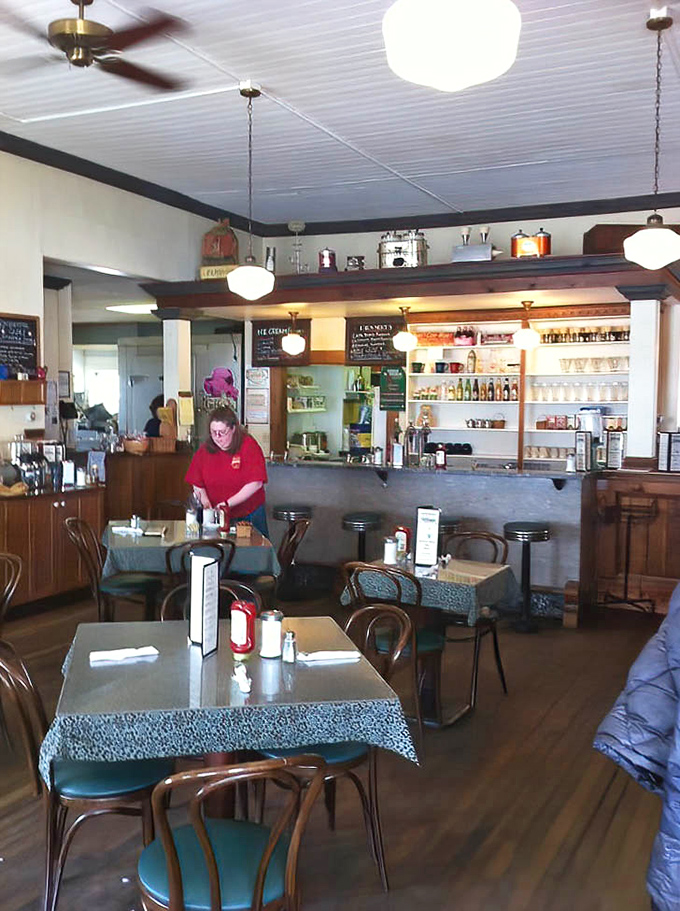 The dining area whispers stories of decades past while serving up today's comfort food &ndash; those bentwood chairs have supported generations of happy eaters.