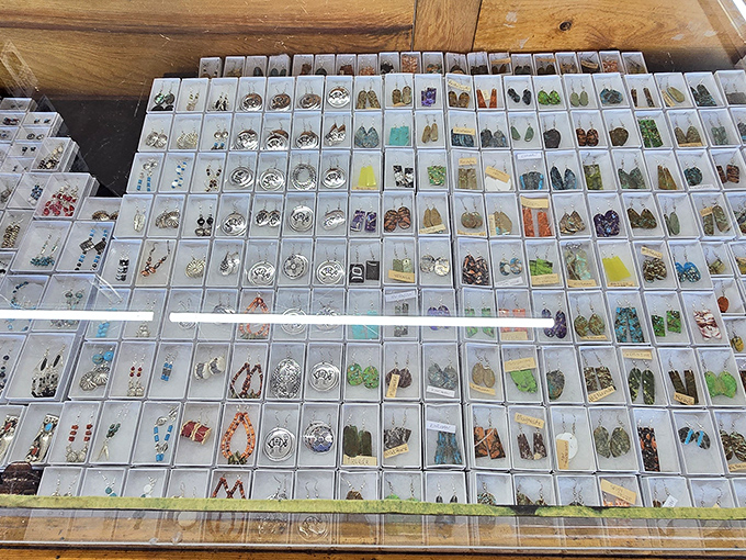 Handcrafted earrings showcase the artistry of local craftspeople, with designs inspired by the colors and textures of the Arizona landscape.