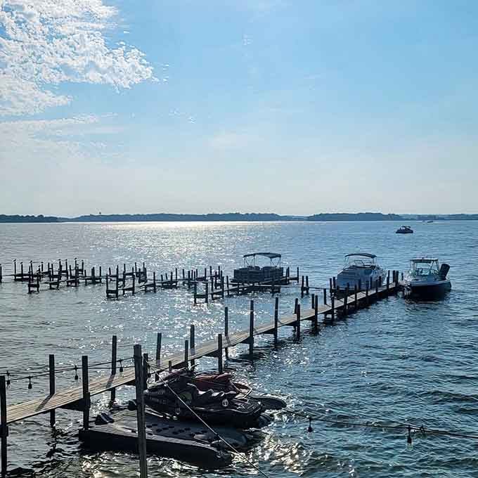 This lake view is what happens when Mother Nature decides to show off, creating a backdrop that makes every meal feel special.