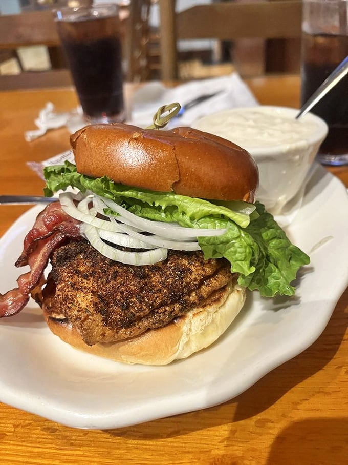 This fish sandwich is so fresh, it might just swim off your plate. It's the catch of the day that'll make your taste buds say "hooray!"
