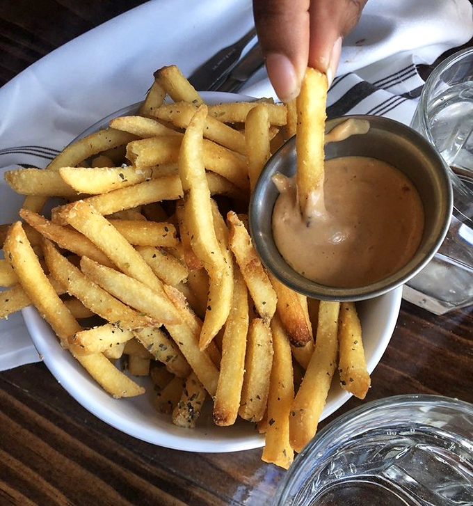 Golden, herb-flecked fries with a side of dipping sauce &ndash; simple pleasures that somehow taste better in Vermont's mountain air.