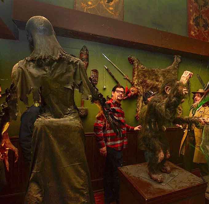 The combination of taxidermy and monsters creates a display that's equal parts natural history museum and your worst nightmare come to life.