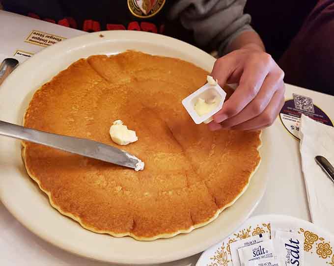 That pancake is legitimately the size of the plate, which is exactly how pancakes should be served everywhere.