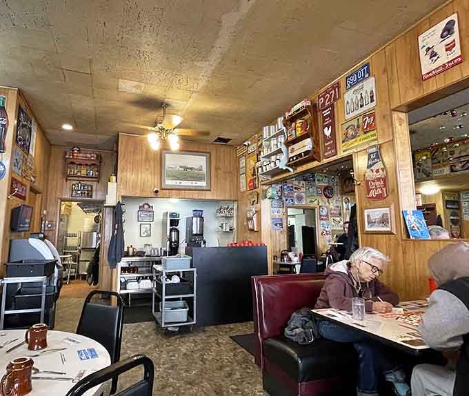 Burgundy booths filled with happy diners who've discovered that the best mornings start at Hoagie's counter or table.