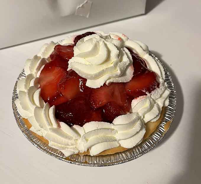 This pie topped with whipped cream and strawberries is the kind of dessert that makes you forget you ever claimed to be watching your sugar intake.