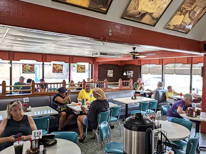 The dining room fills with locals who know a good thing when they taste it, creating a community vibe.