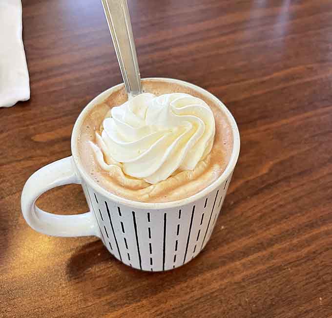 Hot chocolate topped with whipped cream because sometimes you need a hug in a mug, especially when you're this close to Lake Superior.