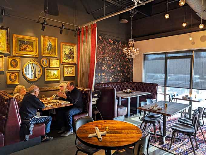 The mix of booth and table seating creates intimate spaces perfect for everything from date nights to catching up with old friends.