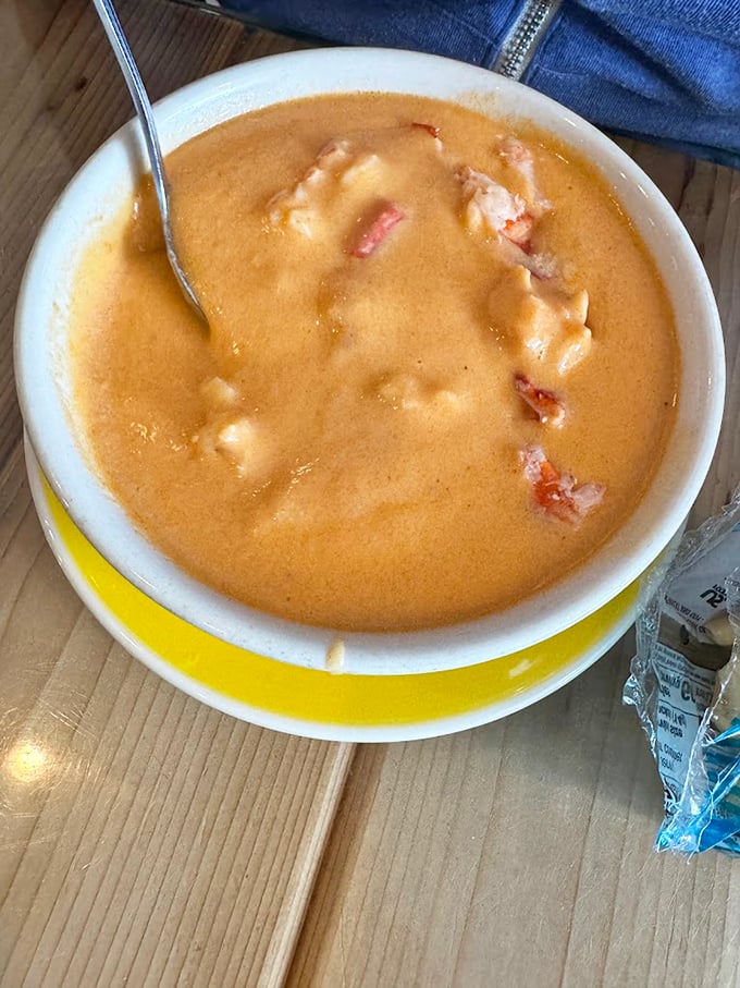 Liquid gold in a bowl! This lobster bisque is so rich and creamy, you might be tempted to skip the spoon and drink it straight.