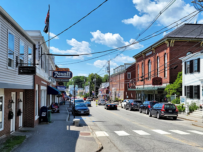 Downtown Damariscotta's Main Street &ndash; where parking might be competitive but the pace of life never is.