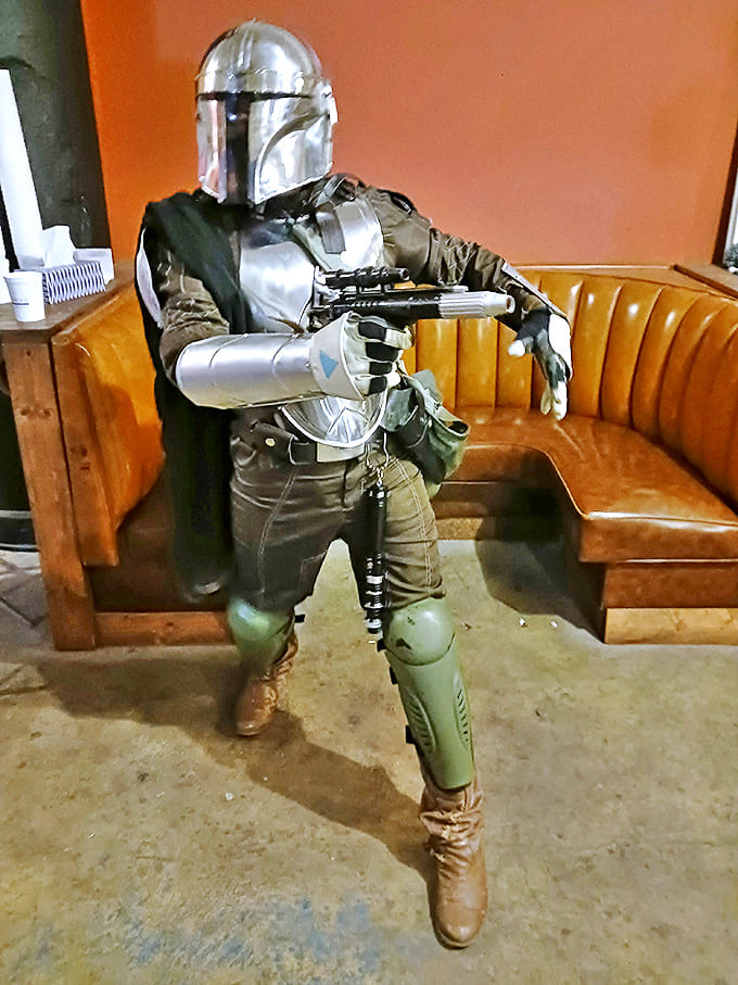 Mandalorian Cosplay: Even bounty hunters from a galaxy far, far away can't resist the call of Erebus's legendary scares.