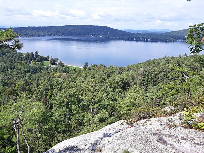 From elevated vantage points, Lake Dunmore reveals its full splendor, cradled by mountains that have stood sentinel for millennia.